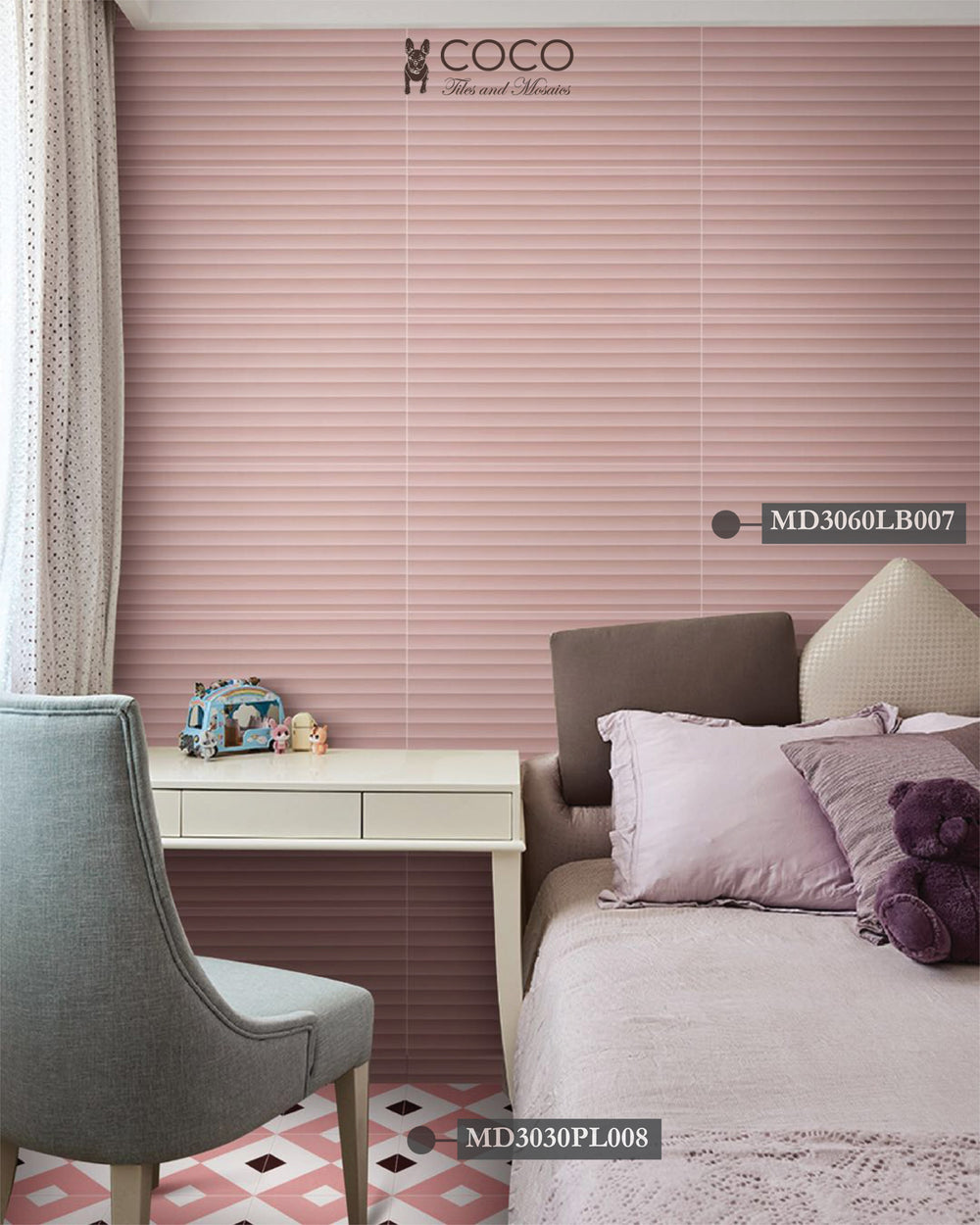 Pink Geometric Patterned Tile | Pink Lovers Happy Space 300 x 300mm ...