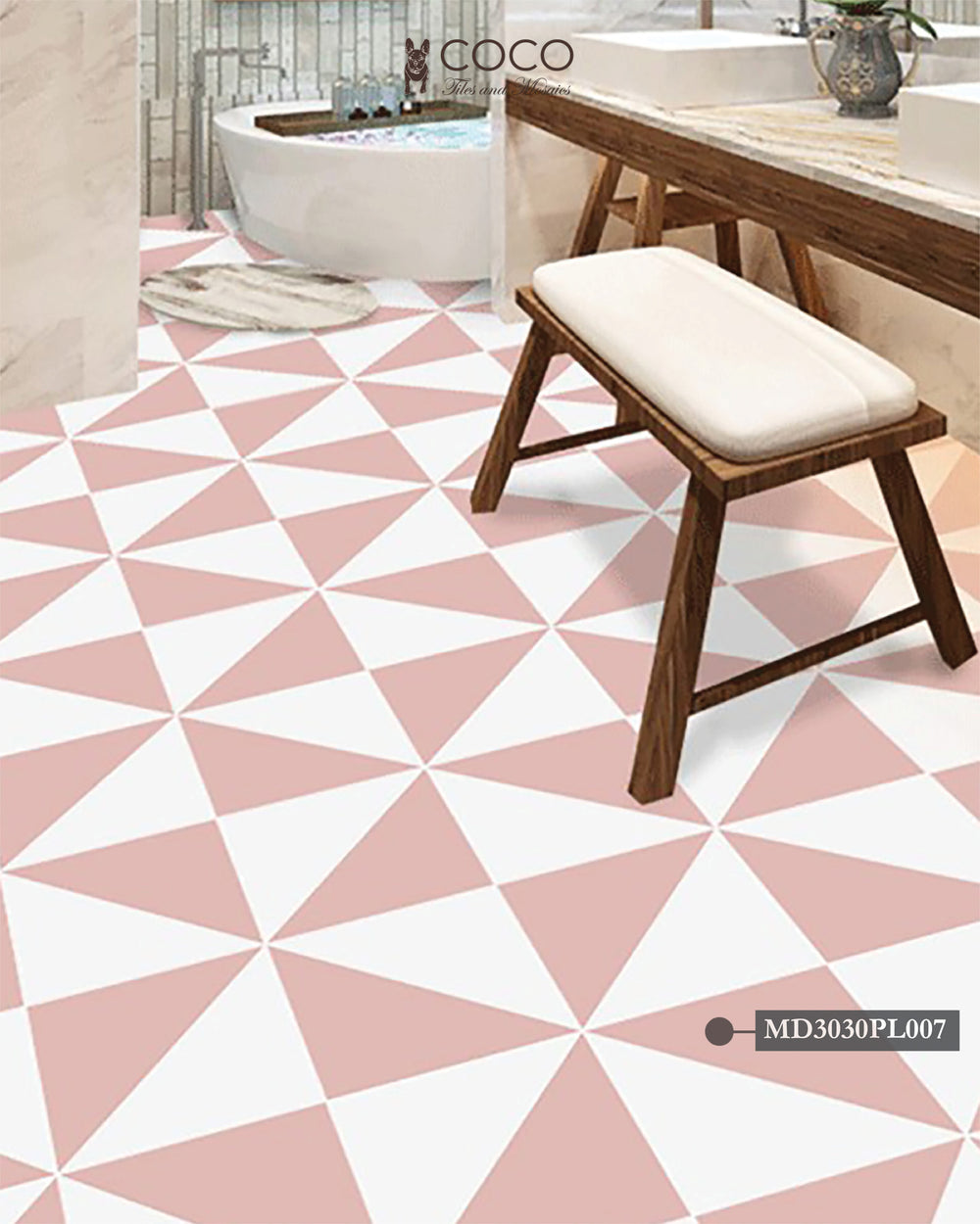Pink Geometric Patterned Tile | Pink Lovers Series Magic Sail 300 x ...