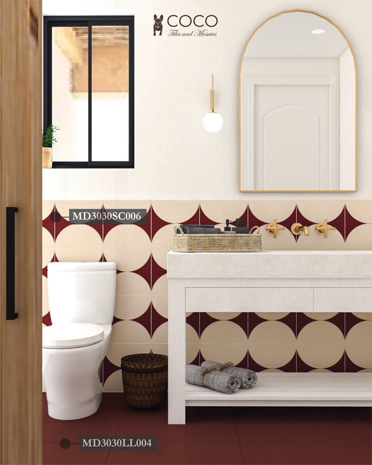 Earth Red Solid Colour Tile Deep Wine 300x600mm | COCO Tiles – COCO ...