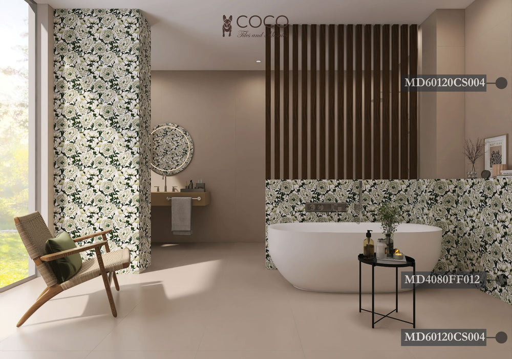Botanical Floribunda Rose Wallpaper Tile | Flora & Fauna Bloom ...