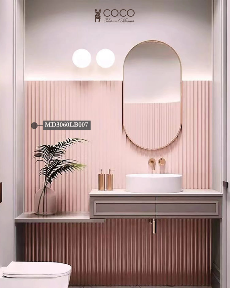 Artistic Tile | Lake Breeze - Blush Reeded Surface 300x 600mm Ceramic ...