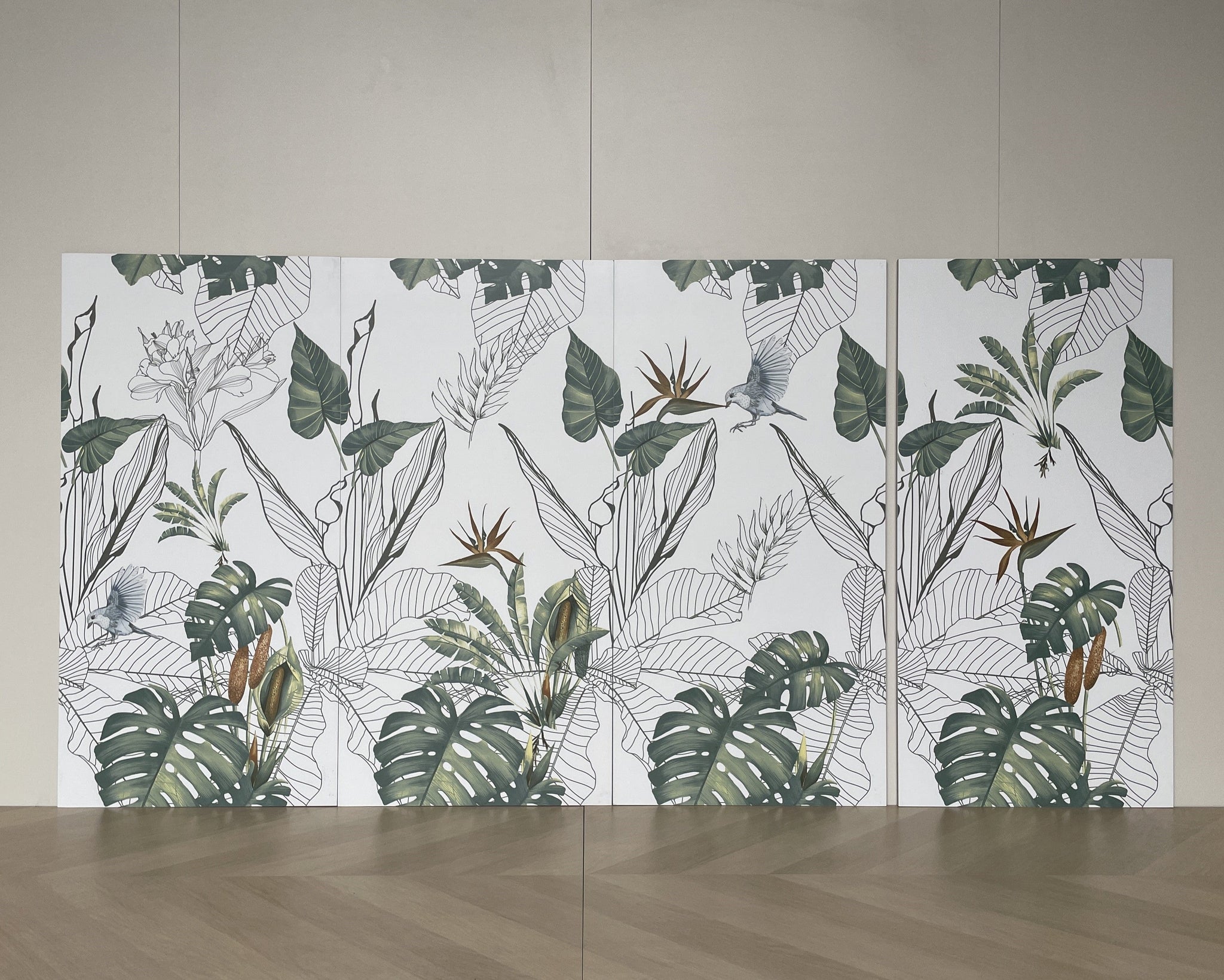 Botanical Tropical Leaf Wallpaper Tile | Flora & Fauna Bloom 400x800mm ...