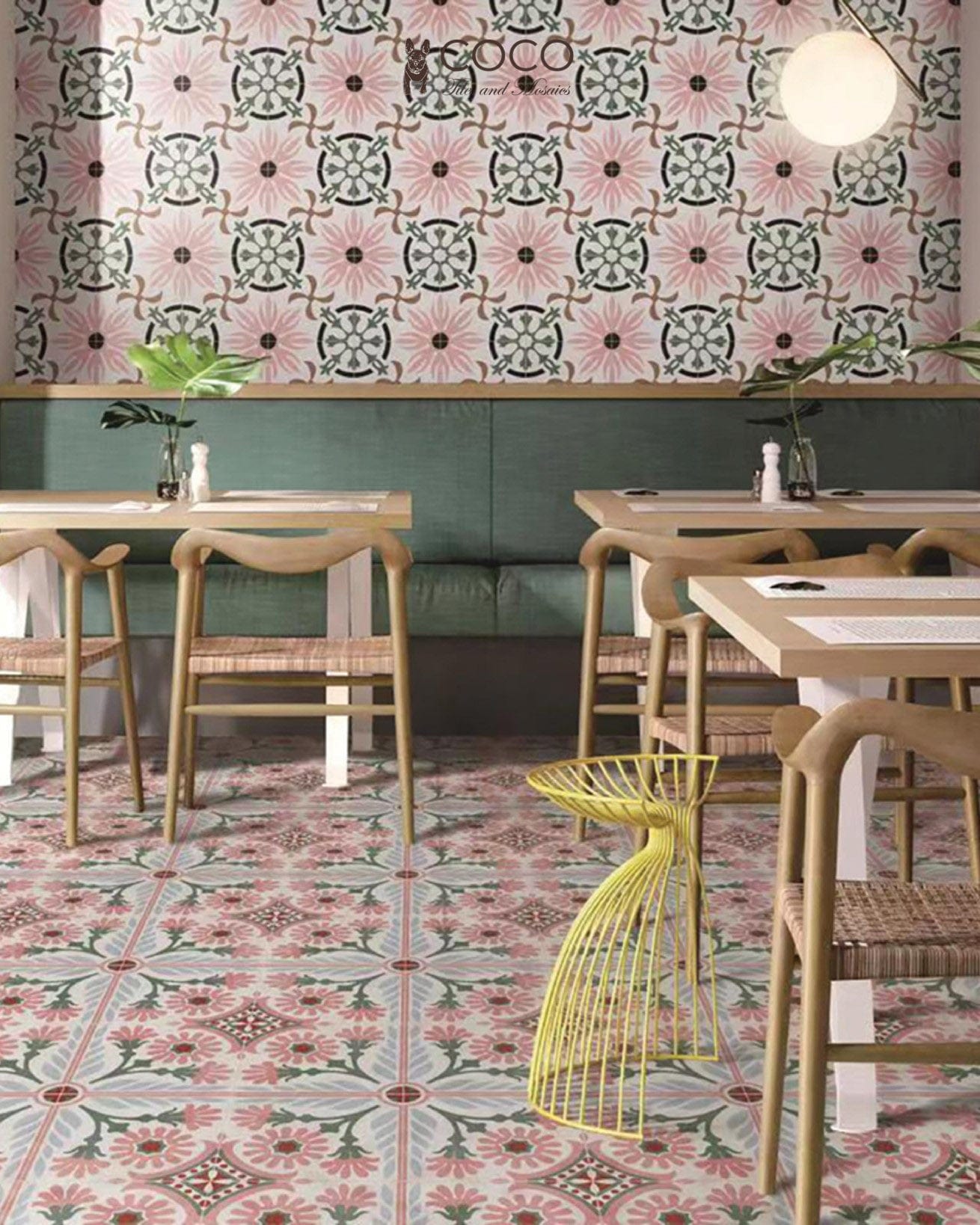 Paradise Rose Satin Encaustic Floral 300x300 Ceramic Tile | COCO Tiles ...