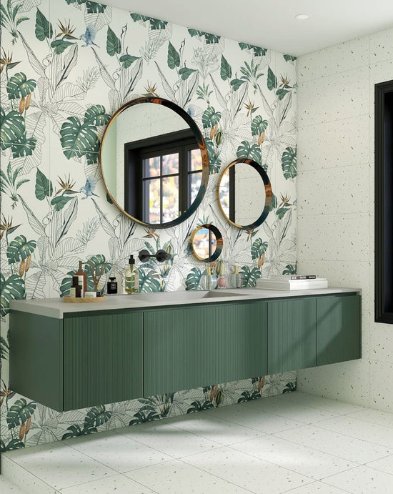 Botanical Tropical Leaf Wallpaper Tile | Flora & Fauna Bloom 400x800mm ...