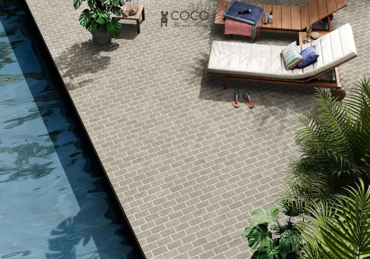 Pool Tiles | Hidden Gem Series - Chalk Naturale 45x95mm Porcelain ...