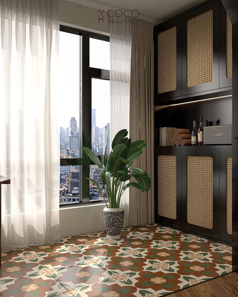 Savannah Bloom: Botanical Pattern Tile | Metro Mod Series | COCO Tiles ...