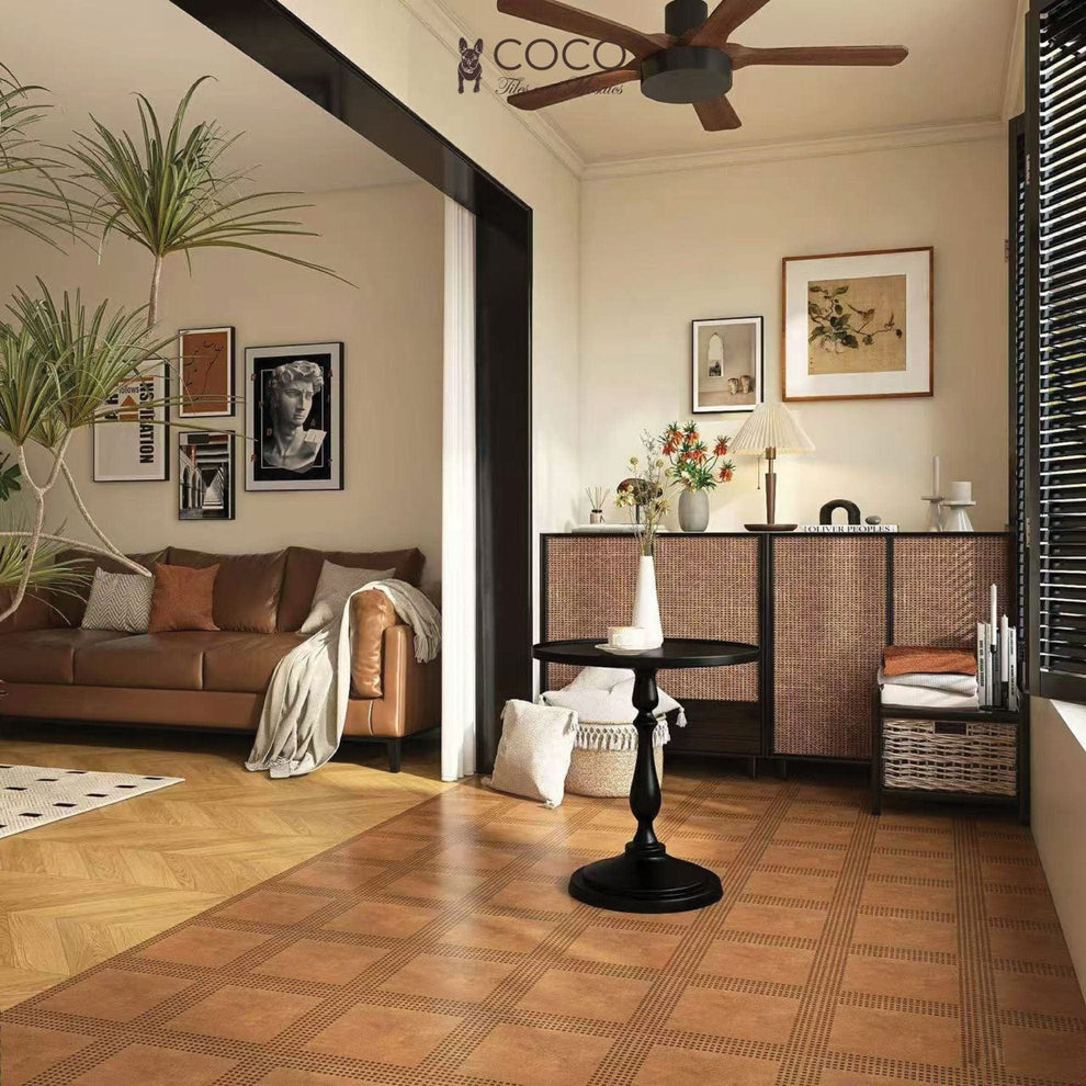Earthy Brown Lattice Pattern Tile | Modern Monochrome Series | COCO ...