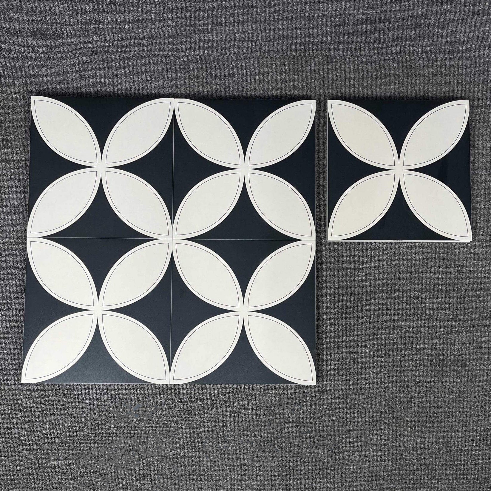 Moonlit Bloom Black & White Floral Tile | Modern Monochrome Series ...
