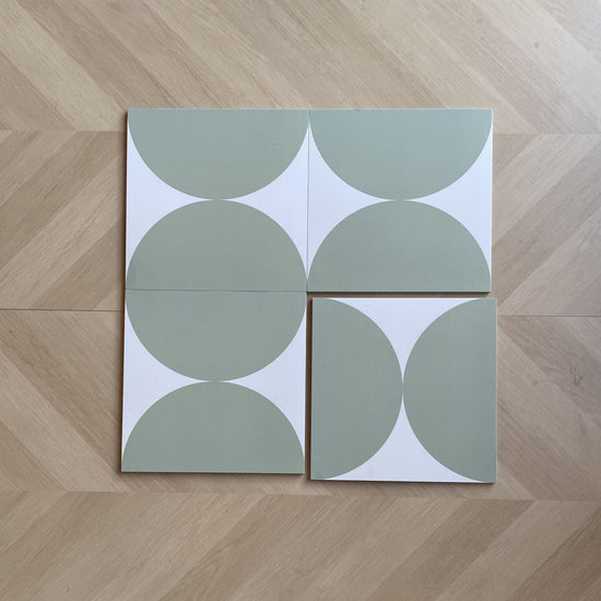 Sage Green Half-Moon Tile - 300x300mm Vintage Ceramic - Spanish Country ...