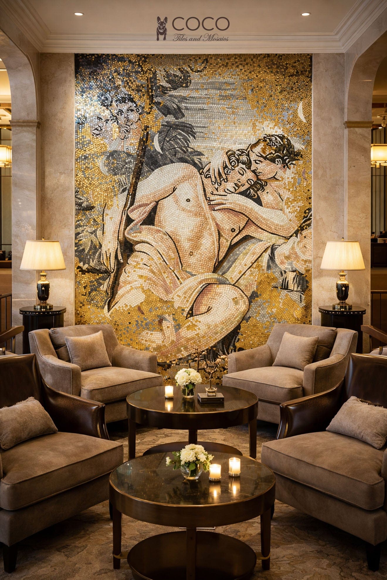 Mosaic Art | Golden Passion | Classical Art Mosaic Mural | Ancient ...