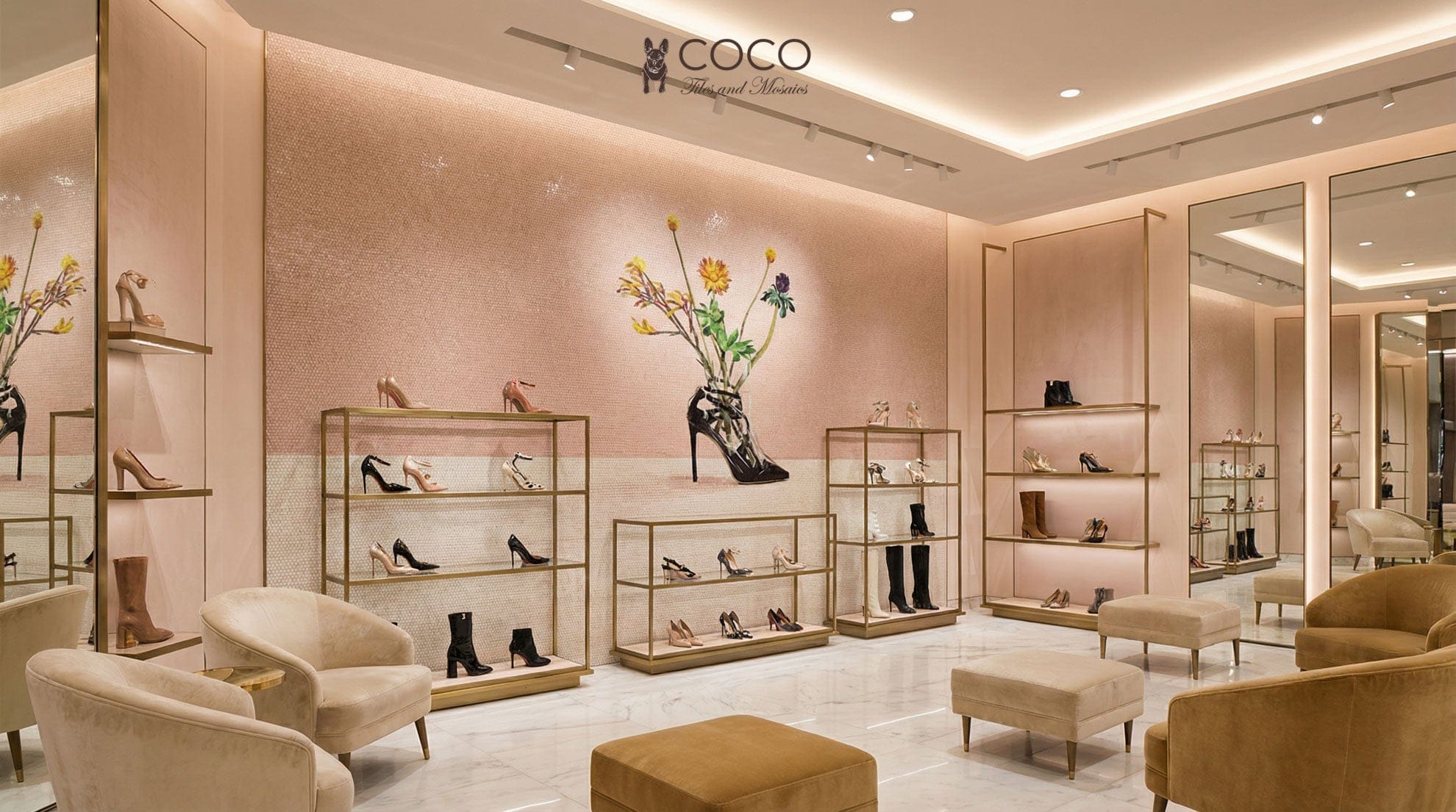 Stiletto Bloom Flower High Heel Glass Mosaic Art | Coco Tiles – COCO ...