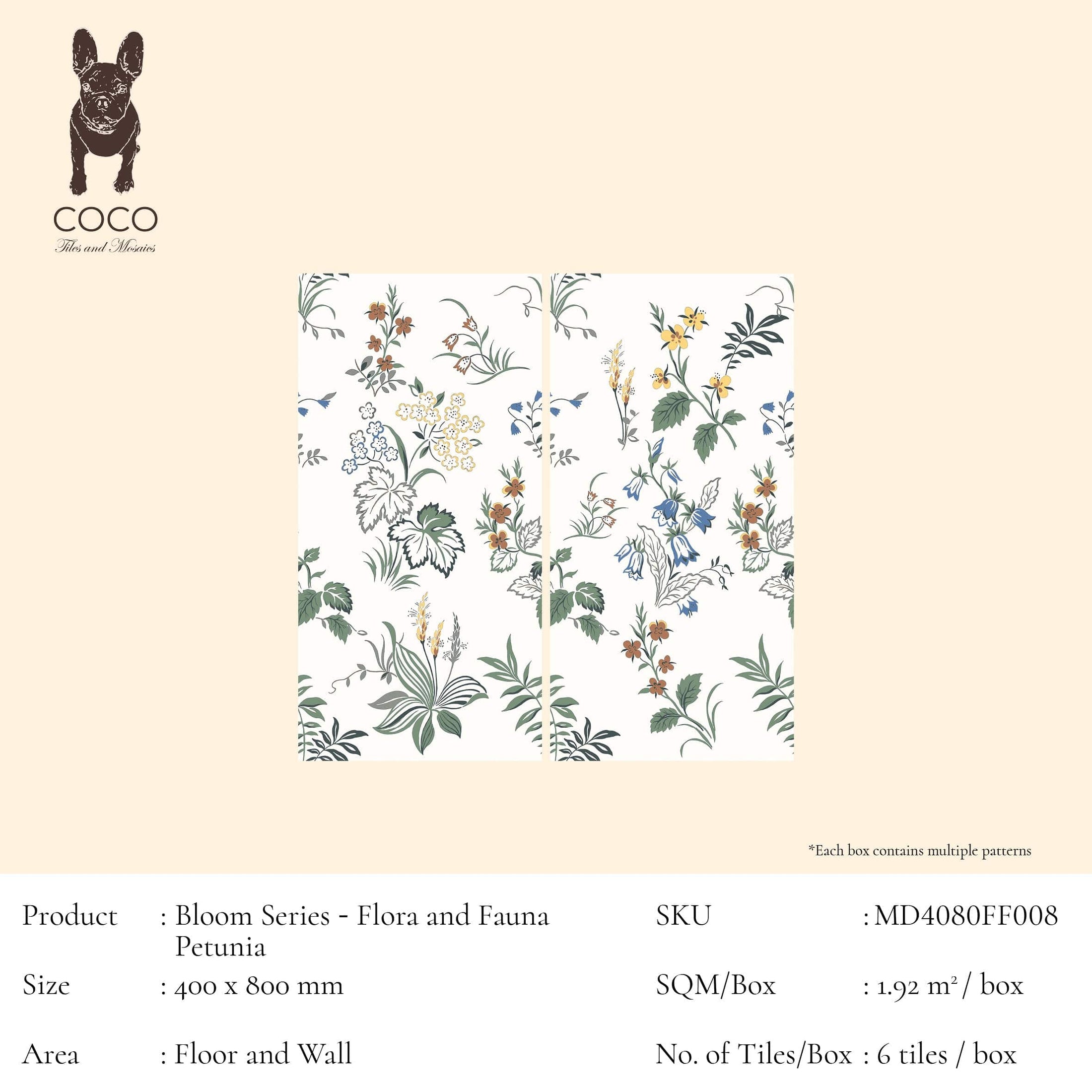Bloom Series - Flora and Fauna Petunia 400x800mm Ceramic Tile – COCO ...
