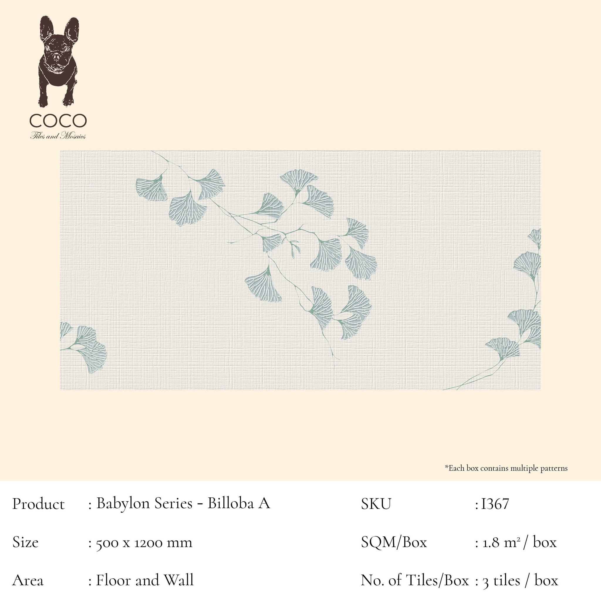 Babylon Series - Billoba A 500x1200mm Ceramic Tile – COCO Tiles and Mosaics