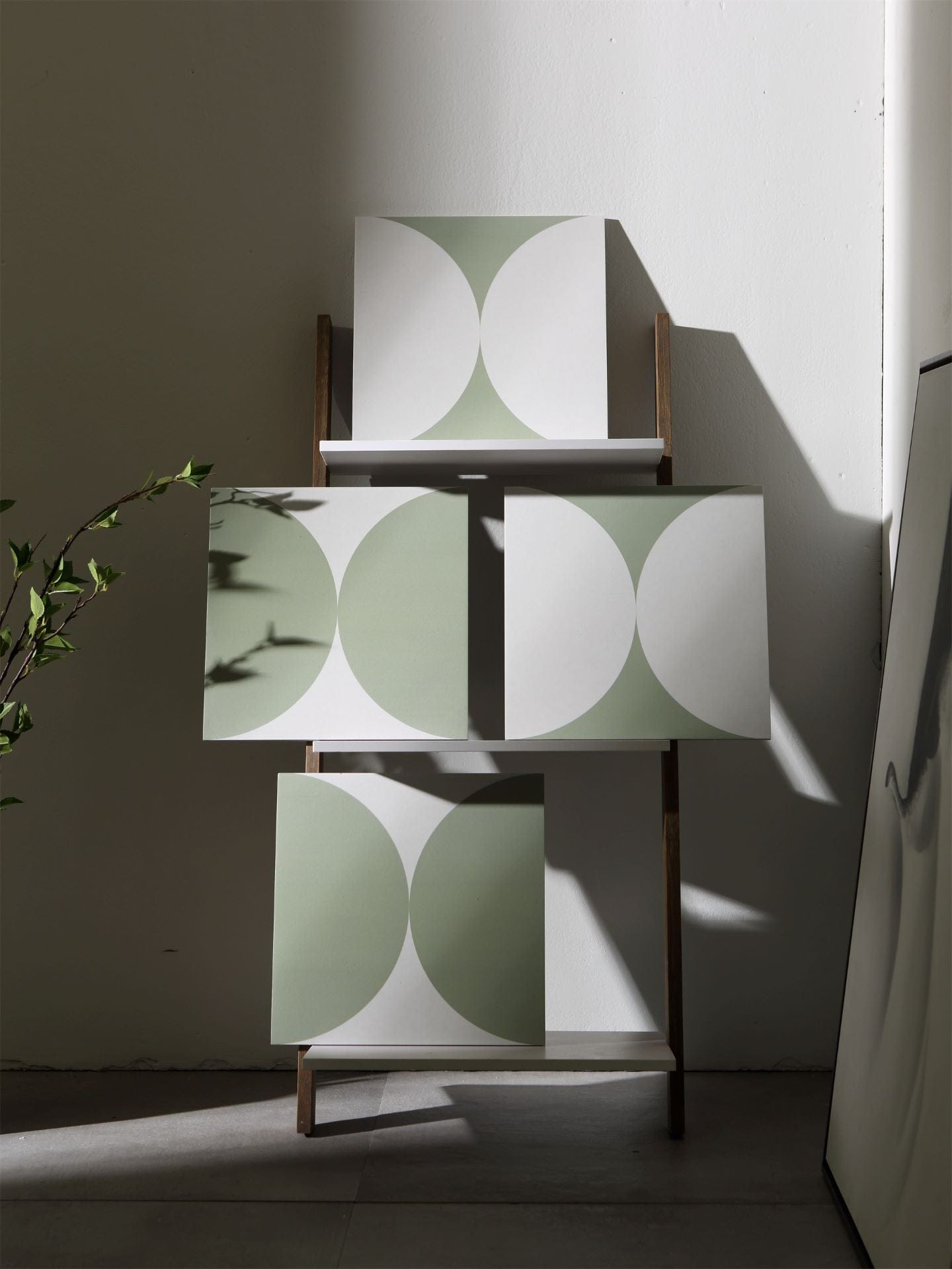 Sage Green Half-Moon Tile - 300x300mm Vintage Ceramic - Spanish Country ...