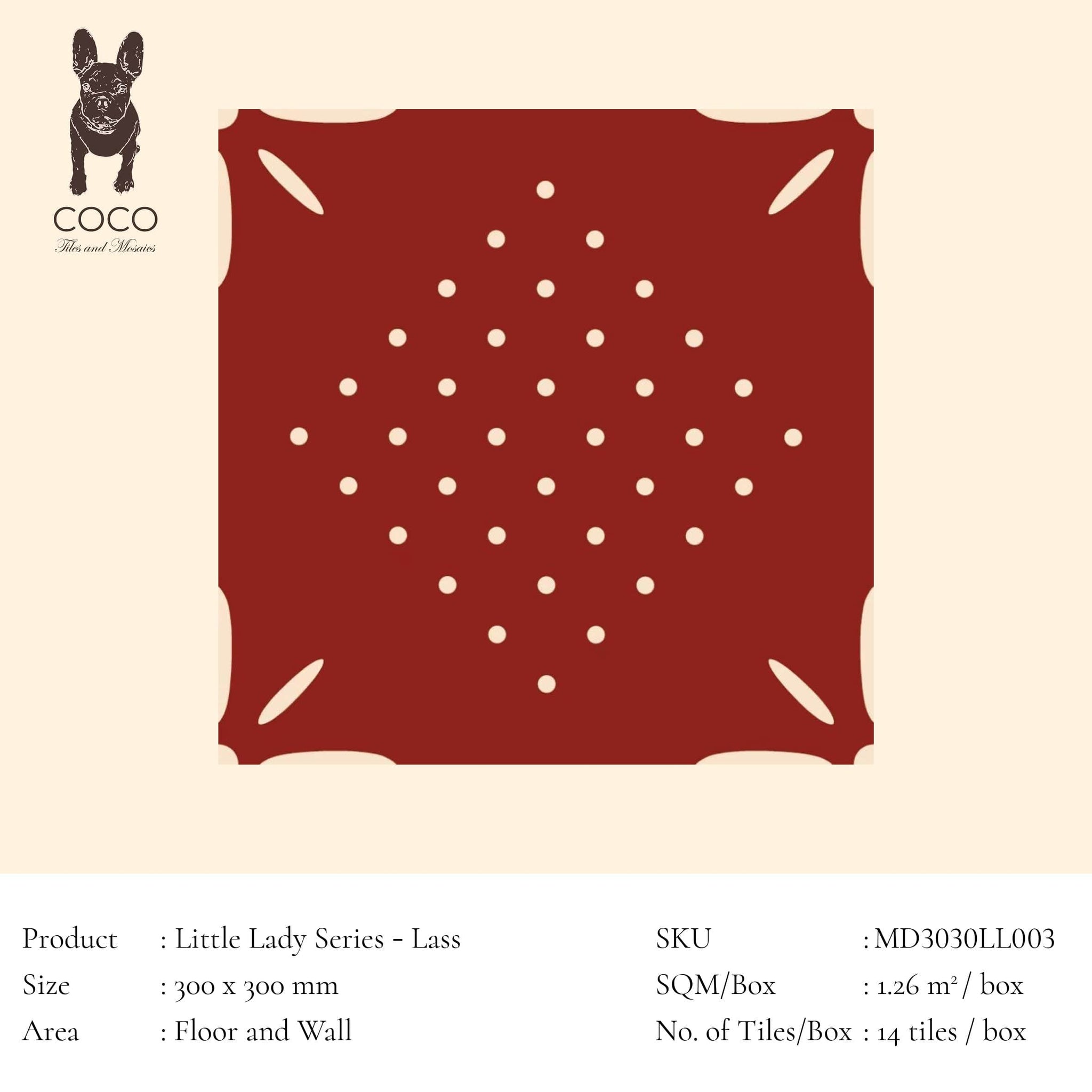 Little Lady Series - Lass 300x300mm Ceramic Tile – COCO Tiles and Mosaics